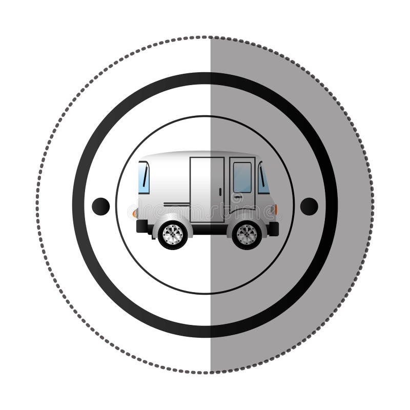 Sticker with Circular Shape with Colorful Mini Van Stock Vector ...
