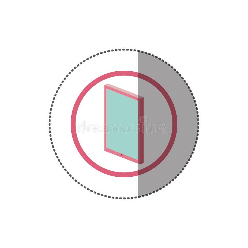 Sticker with Circular Shape of Colorful Tablet Touch Stock Vector ...