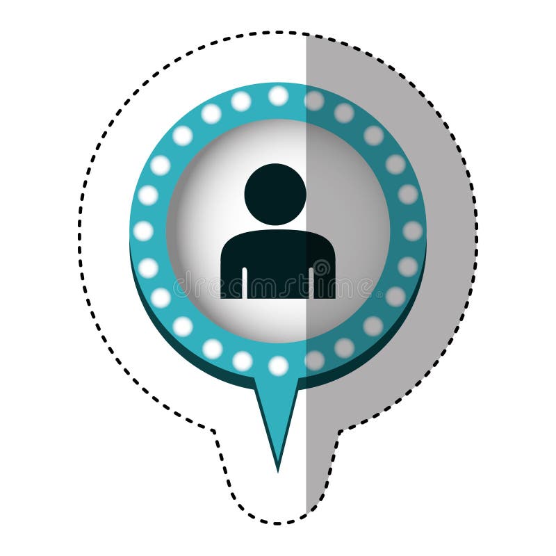 Sticker with Circular Speech with Blue Contour with Dotted and Tail and ...