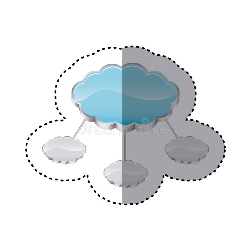 Sticker Cloud Storage Connected with Several Server Stock Illustration ...
