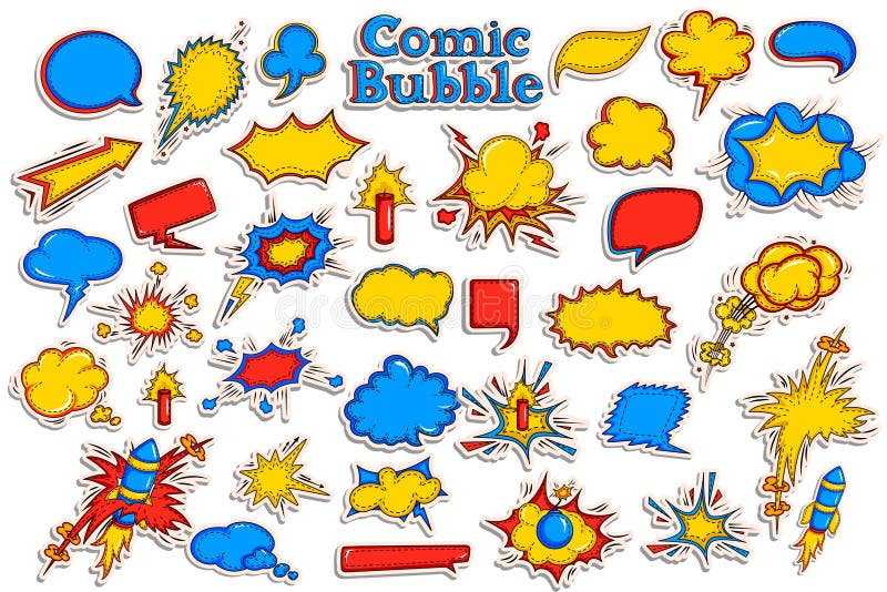 Sticker Collection for Comic Style Chat Bubble Stock Vector ...