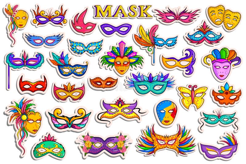 Sticker Collection for Masquerade Party Masks Stock Vector ...