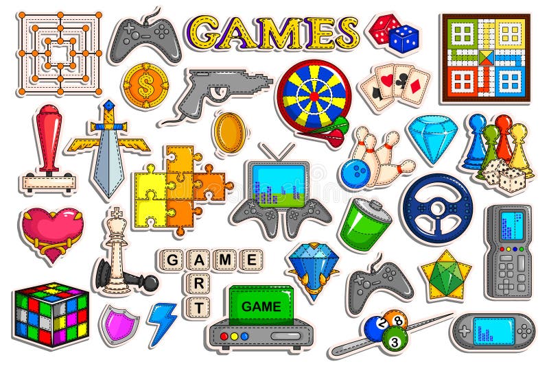 Sticker Collection for Video Game Interface Object Editorial Image ...