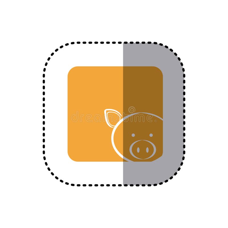 Sticker of Color Background Square with Face of Pig Stock Illustration ...