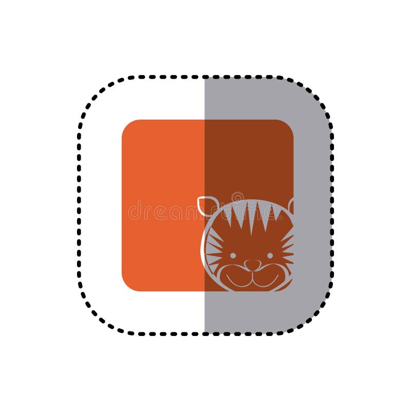 Sticker of Color Background Square with Face of Tiger Stock ...