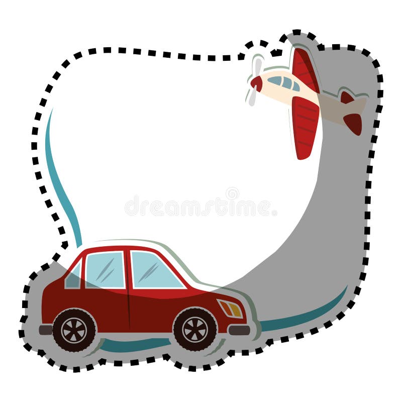 Sticker Color Frame with Border with Transport Toys Stock Vector ...