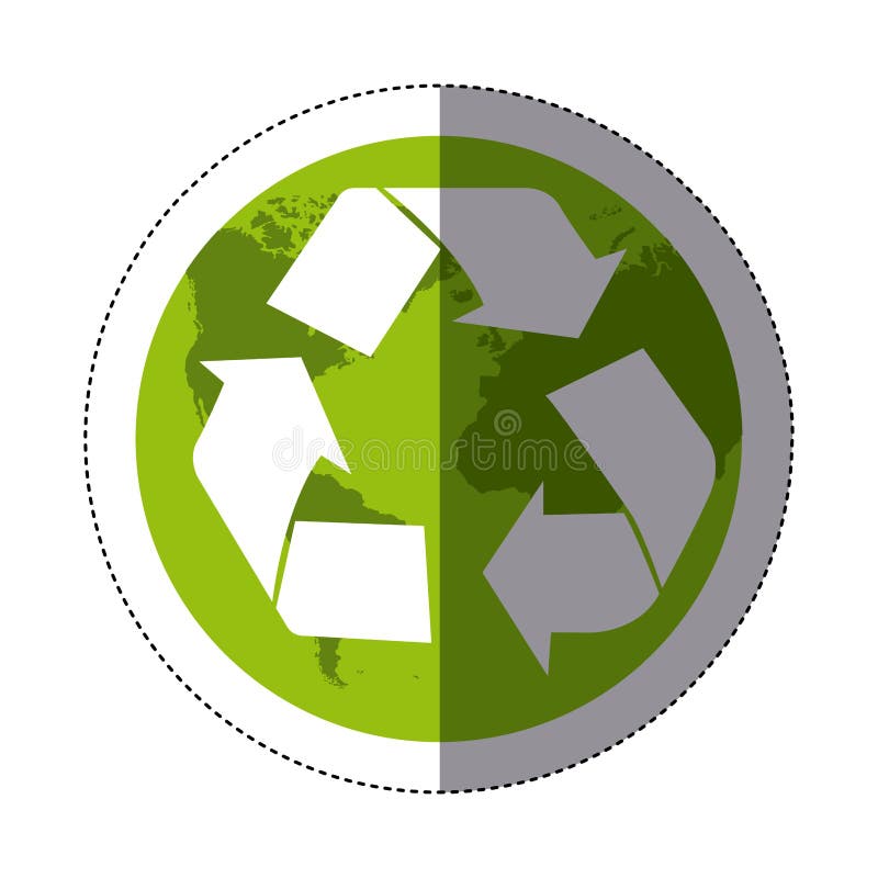 Sticker Color Map World with Recycling Symbol Stock Illustration ...