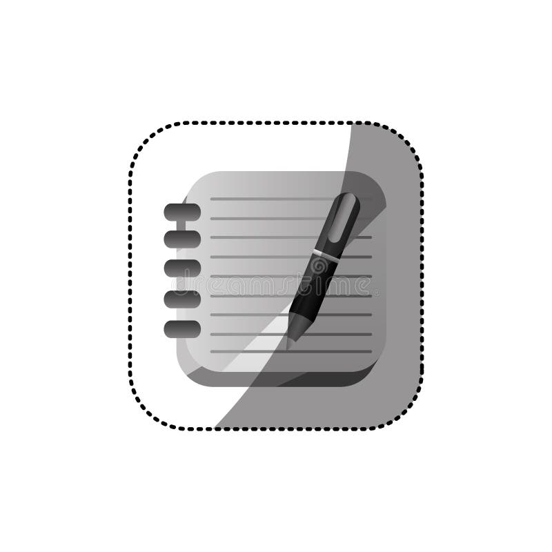 Sticker Color Realistic Spiral Notebook with Pen Icon Stock ...