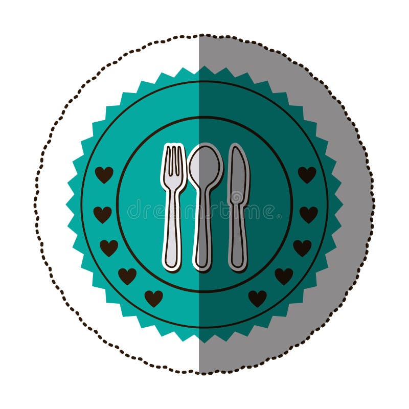 Sticker Color Round Frame with Cutlery Set Stock Illustration ...
