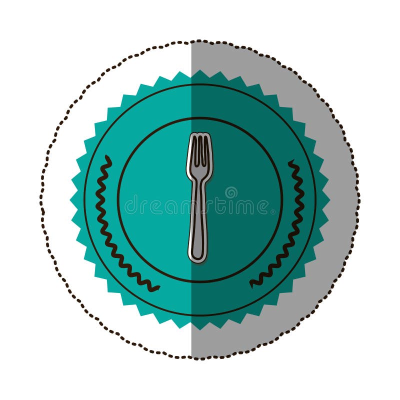 Sticker Color Round Frame with Fork Stock Illustration - Illustration ...