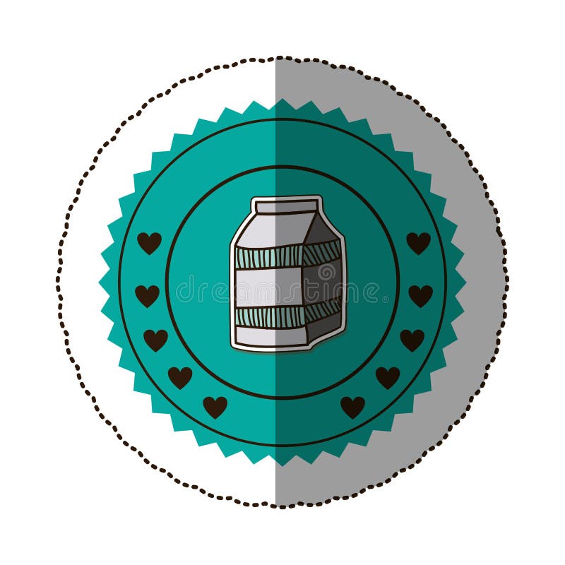 Sticker Color Round Frame with Milk Carton Stock Illustration ...