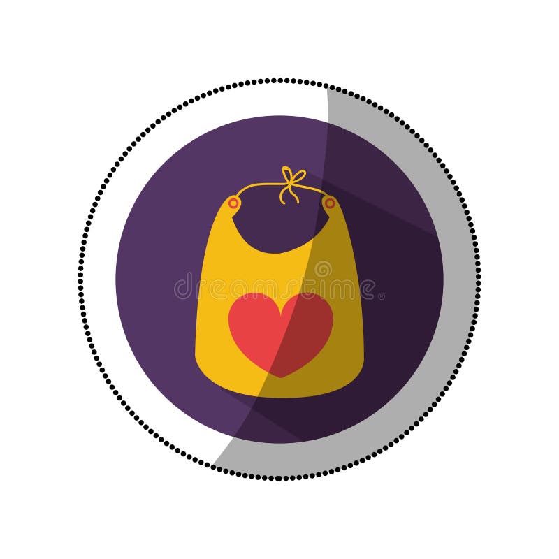 Sticker Color Silhouette with Baby Bib in Round Frame Stock ...