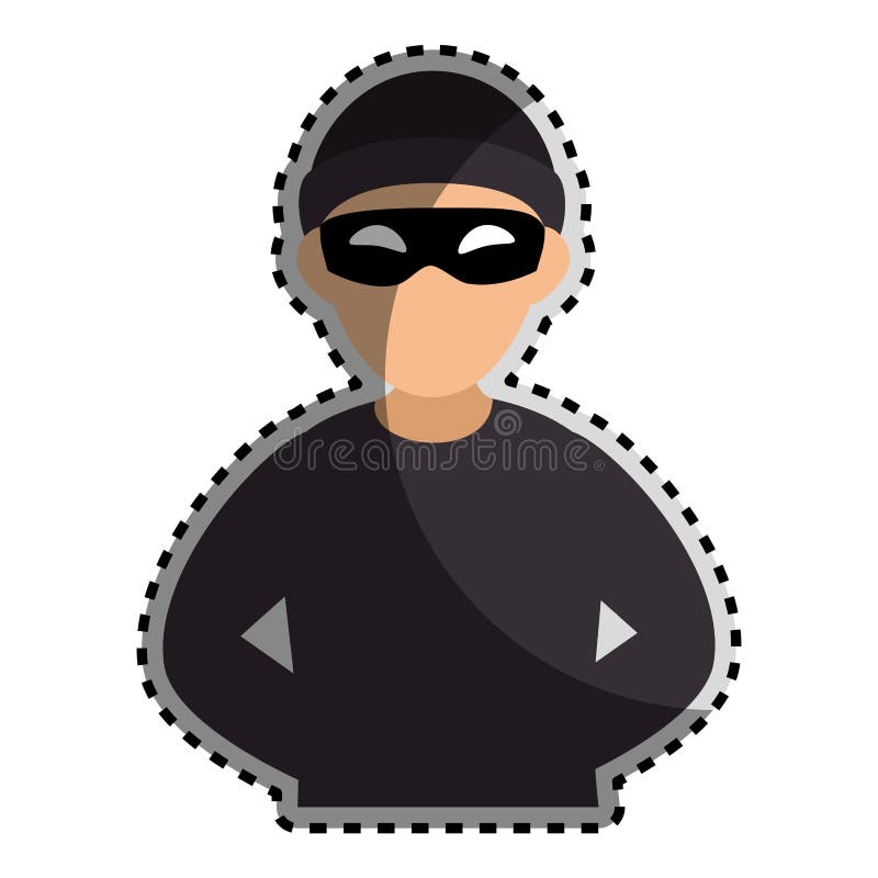 Sticker Color Silhouette with Criminal Hacker Stock Vector ...