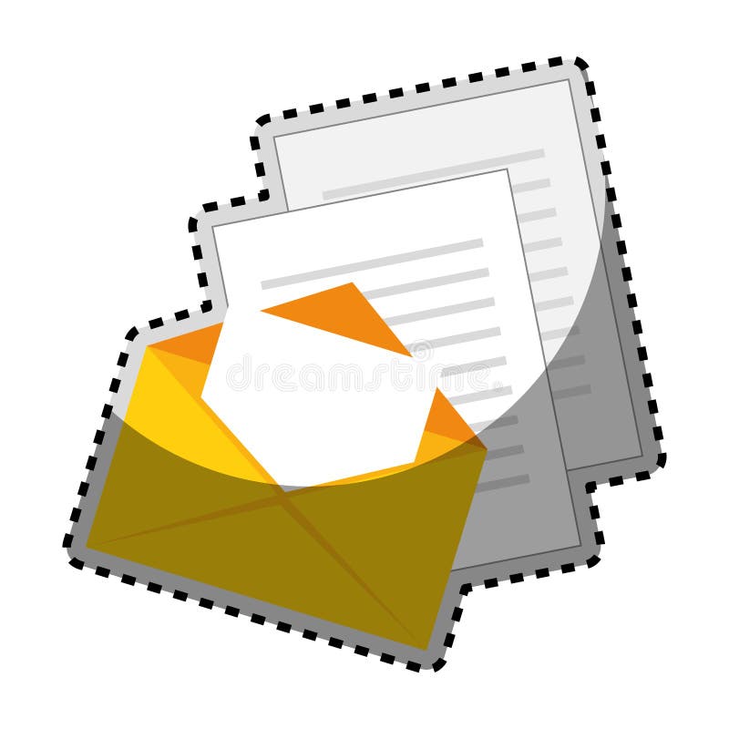 Sticker Color Silhouette with Envelope Mail and Documents Sheets Stock ...