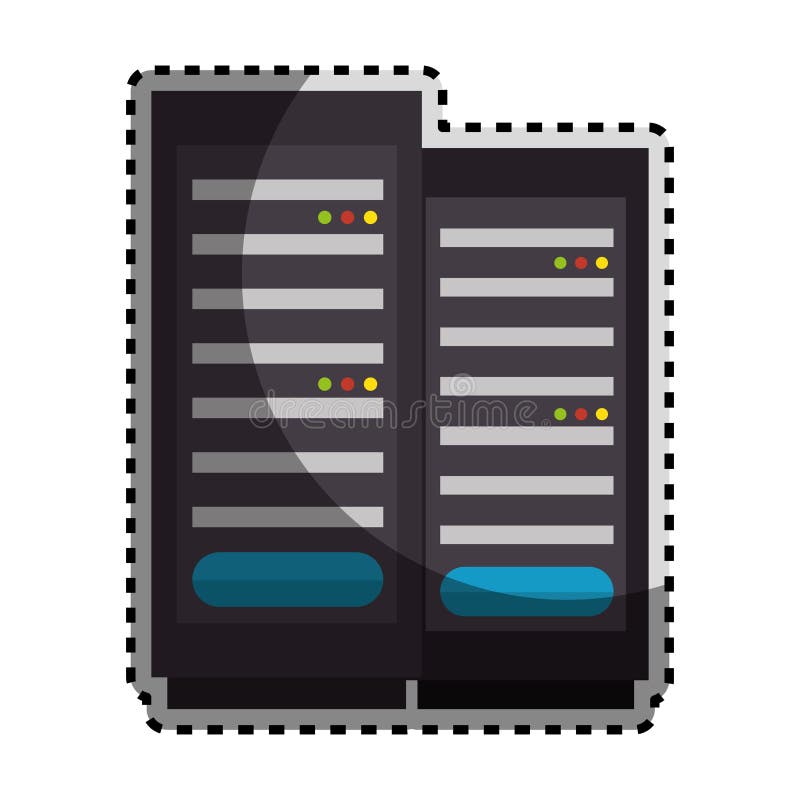 Sticker Color Silhouette with Tower Server Stock Vector - Illustration ...