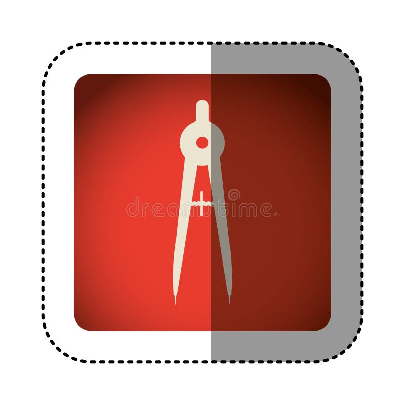 Sticker Color Square with Compass Icon Stock Illustration ...