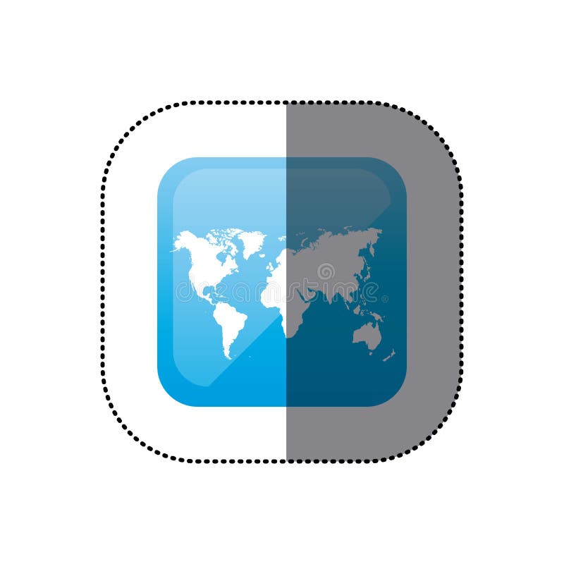 Sticker Color Square Frame with World Map Stock Illustration ...