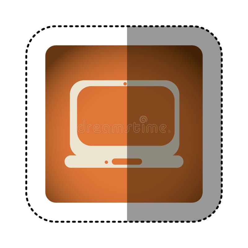 Sticker Color Square with Laptop Computer Icon Stock Illustration ...