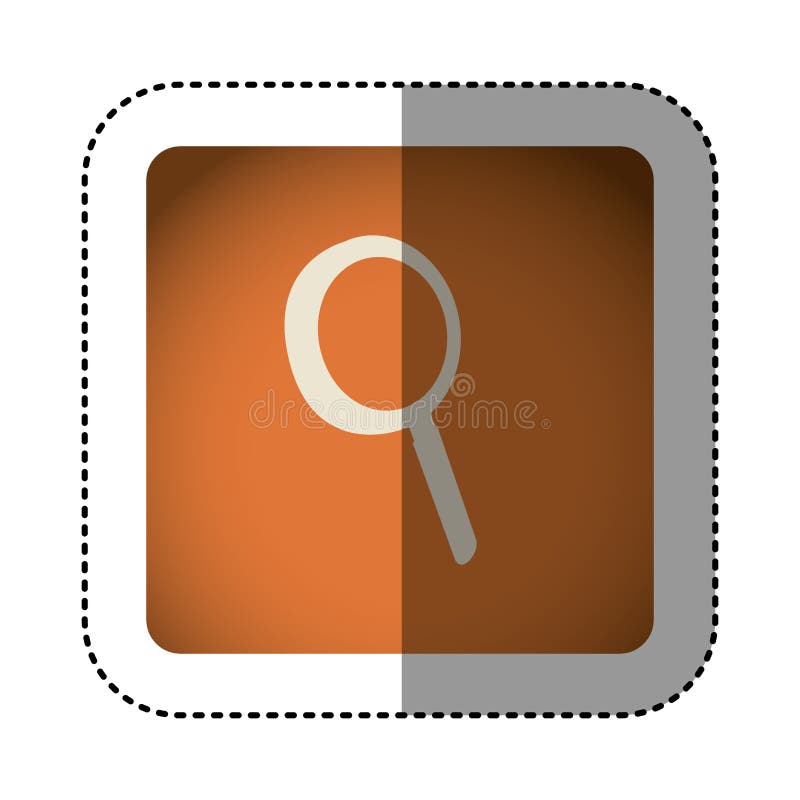 Sticker Color Square with Magnifying Glass Icon Stock Illustration ...