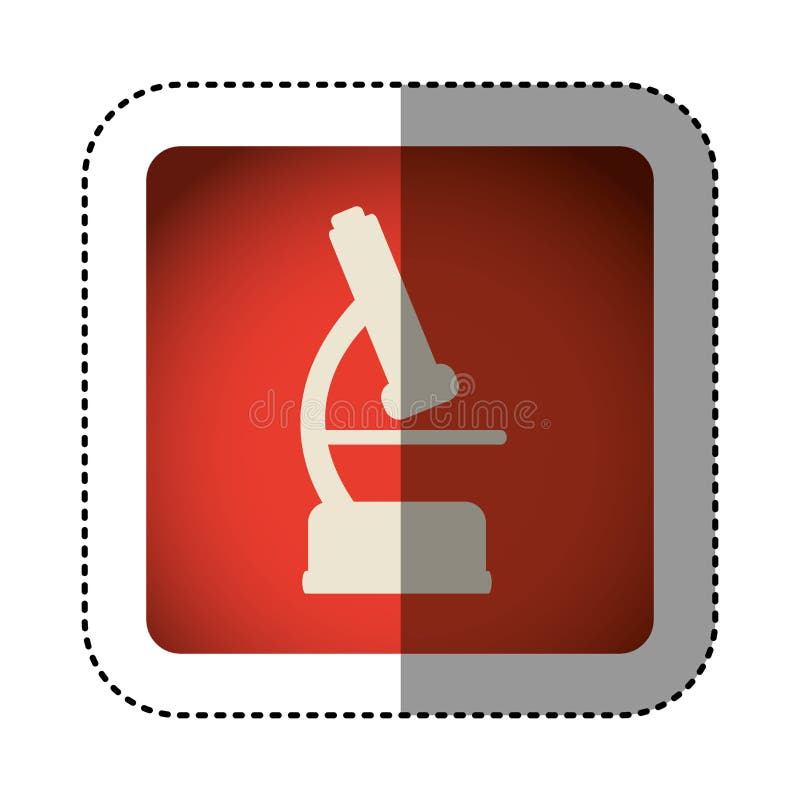 Sticker Color Square with Microscope Icon Stock Illustration ...