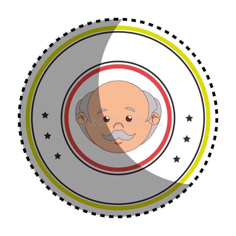 Sticker Colorful Circular Border with Front Face Elderly Man Stock ...