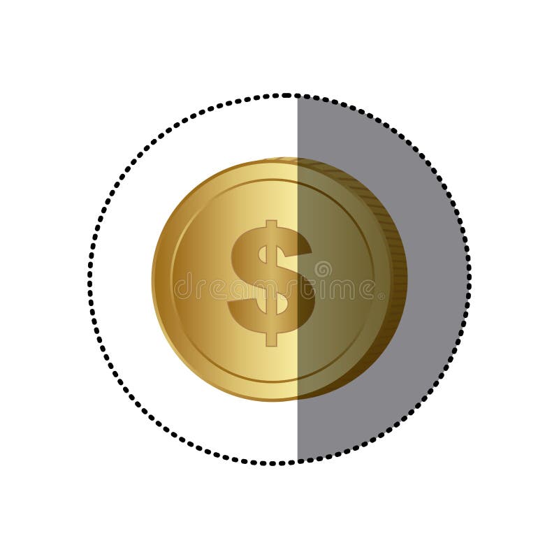 Sticker Colorful Coin with Dollar Symbol Stock Illustration ...