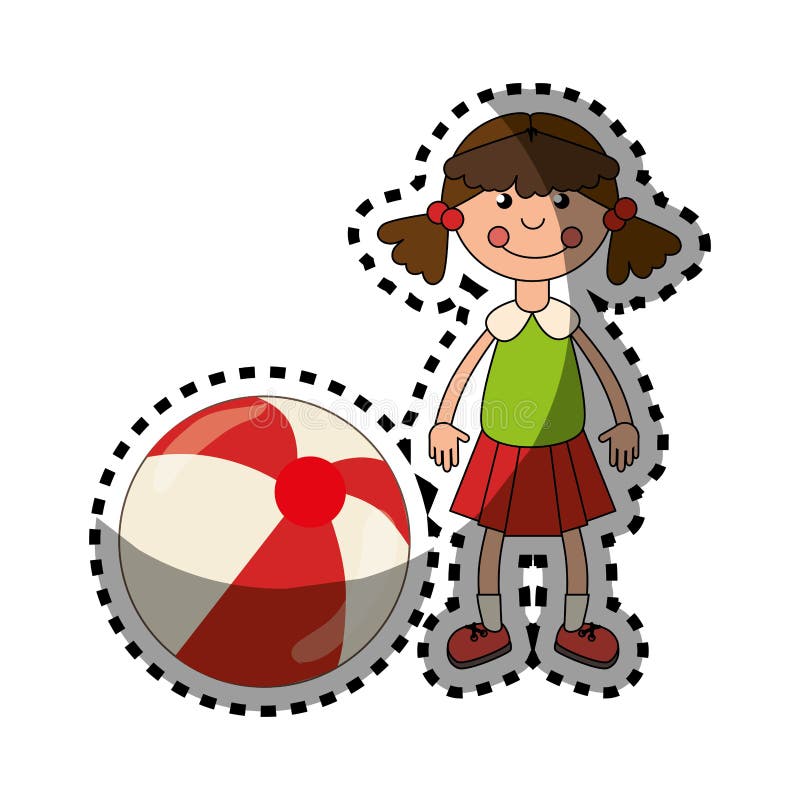 Sticker Colorful Doll with Ball Toy Stock Vector - Illustration of ball ...