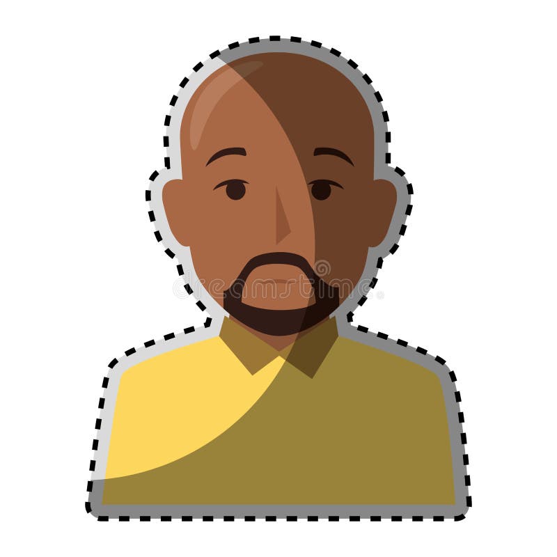 Sticker Colorful Half Body Brunette Bald Man with Beard Stock Vector ...