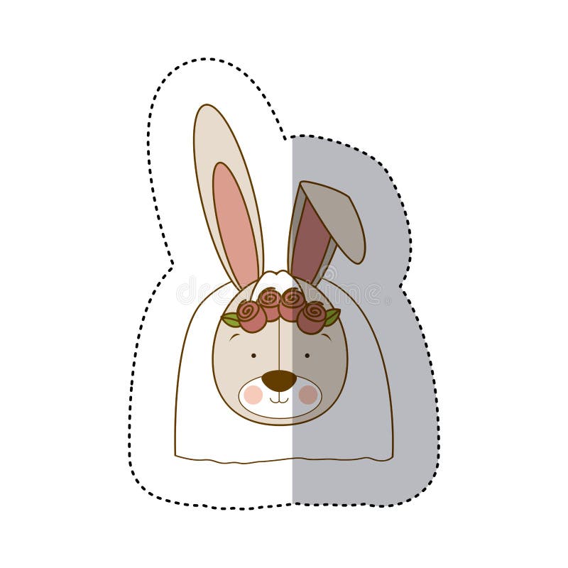 Sticker Colorful and Half Shadow with Face of Bride Rabbit Stock Vector ...