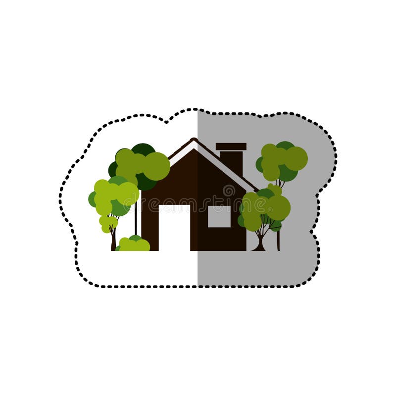 Sticker House Trees Sidewalk Stock Illustrations – 7 Sticker House ...