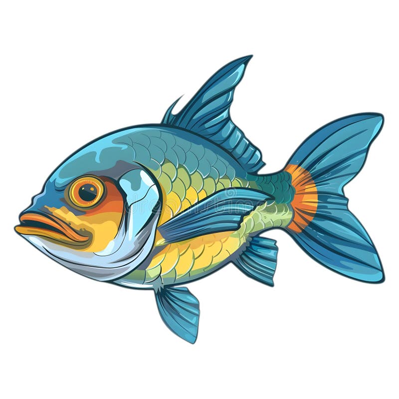 Sticker of a Colorful Ocean Fish on a Transparent Background - Ai ...