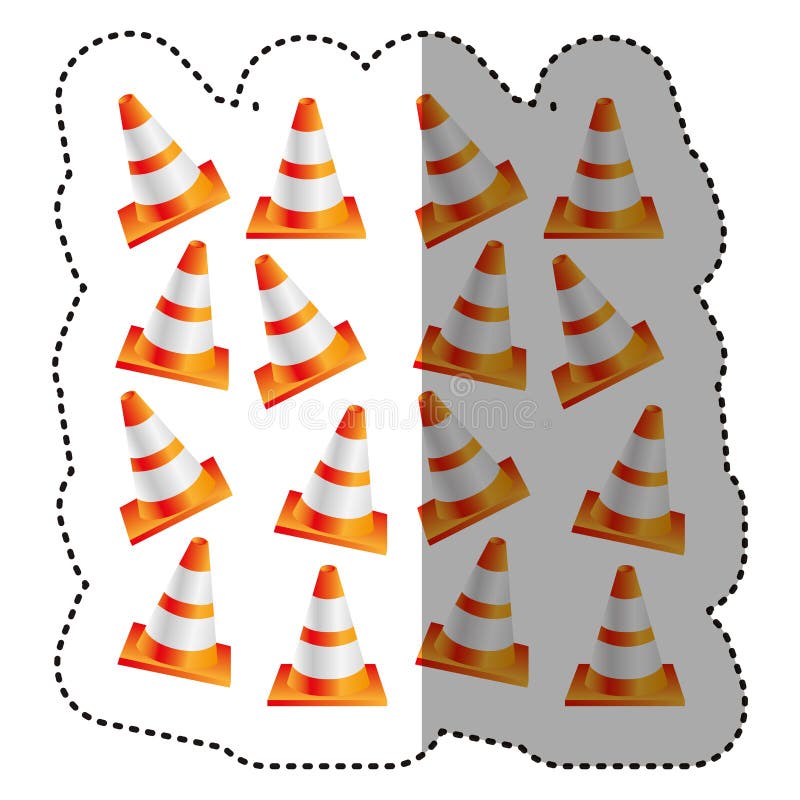 Sticker Colorful Realistic Pattern Traffic Cone Set Stock Illustration ...