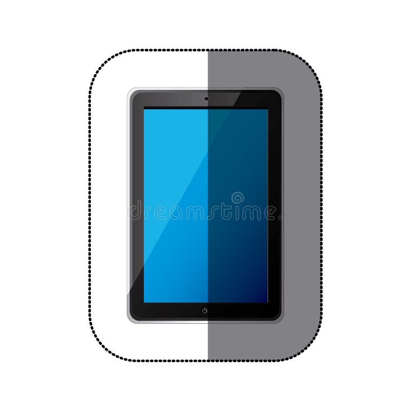 Sticker Colorful Realistic Tech Tablet with Camera Stock Illustration ...