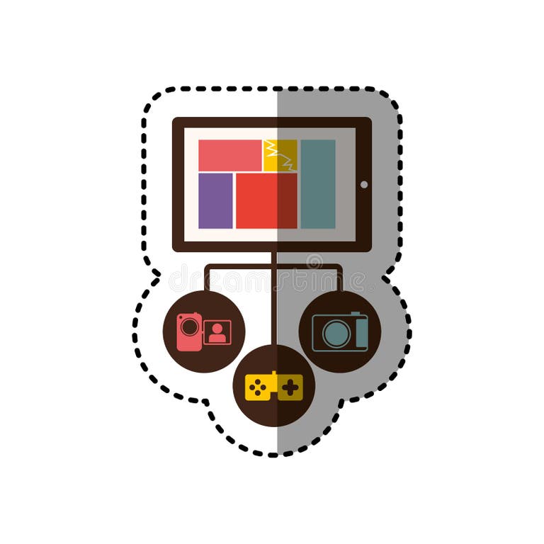 Sticker Colorful Tablet Database Server Icon Stock Stock Illustration ...