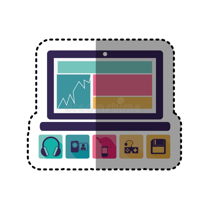 Tech Laptop Screen with Keyboard Minimalist Stock Vector - Illustration ...