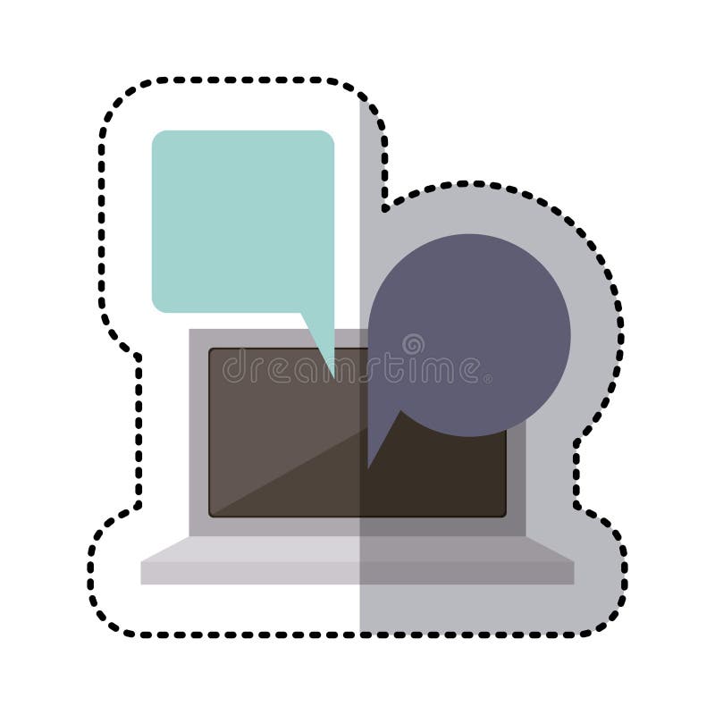 Sticker Colorful Tech Laptop Screen with Keyboard with Dialogue Callout ...