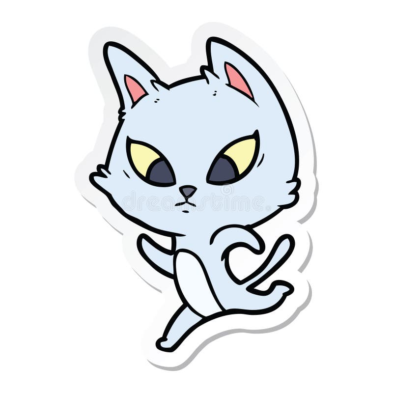 Sticker of a Confused Cartoon Cat Stock Vector - Illustration of ...