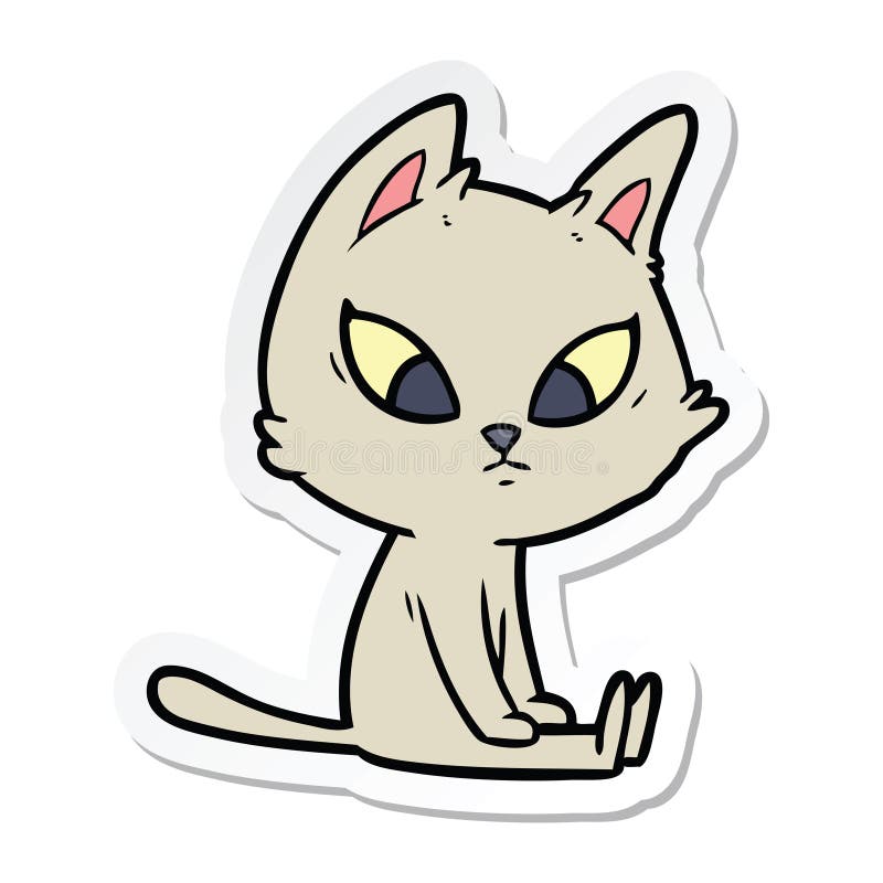 Sticker of a Confused Cartoon Cat Stock Vector - Illustration of ...