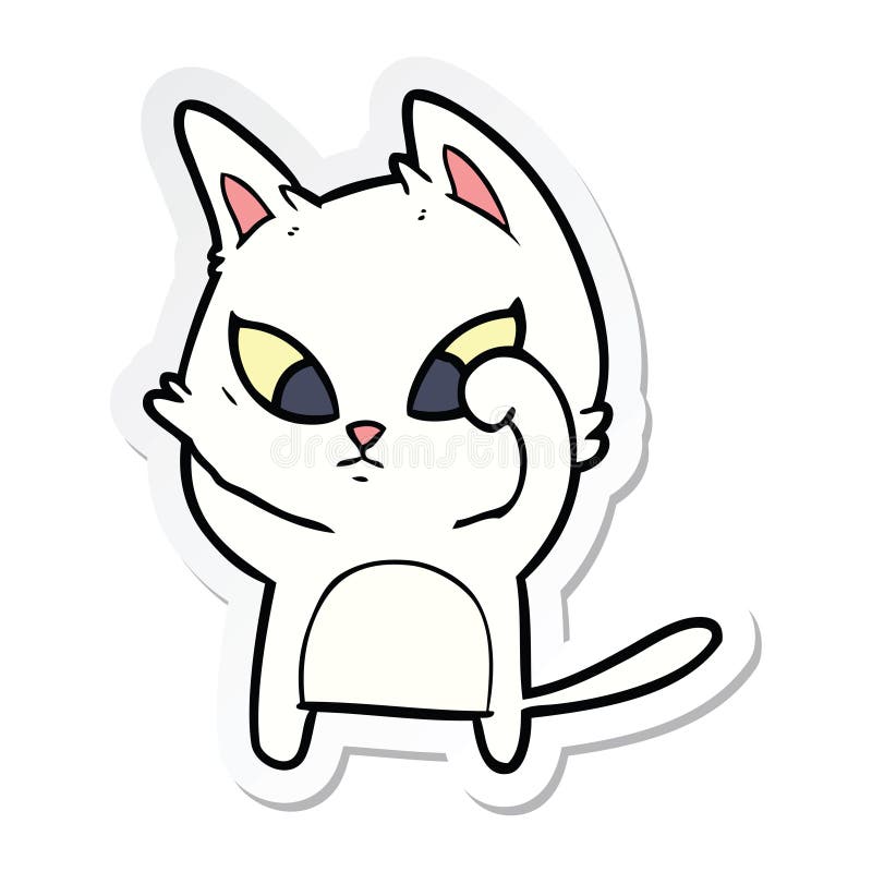 Sticker of a Confused Cartoon Cat Stock Vector - Illustration of ...