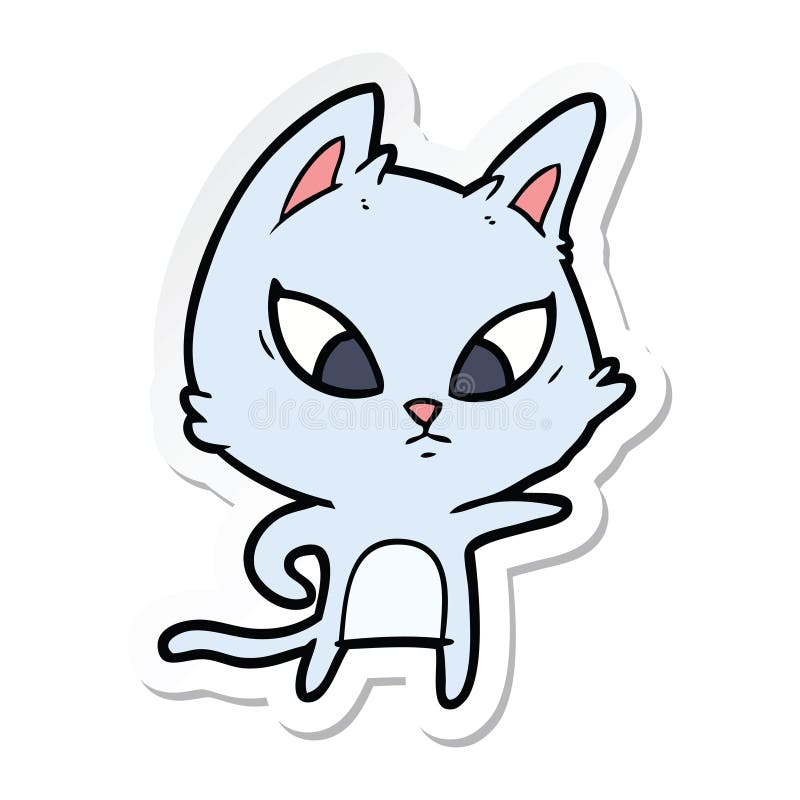 Sticker of a Confused Cartoon Cat Stock Vector - Illustration of doodle ...