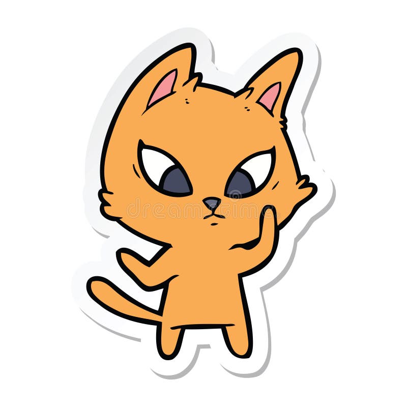Sticker of a Confused Cartoon Cat Stock Vector - Illustration of ...