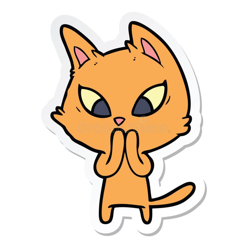 Sticker of a Confused Cartoon Cat Stock Vector - Illustration of ...