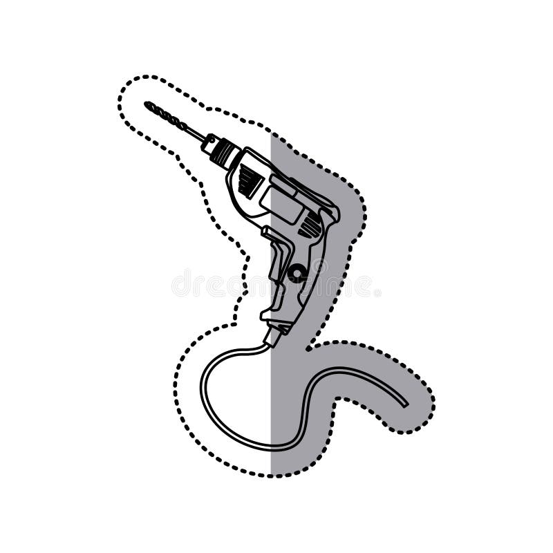 Sticker Contour Drill Icon Tool with Wired Stock Illustration ...