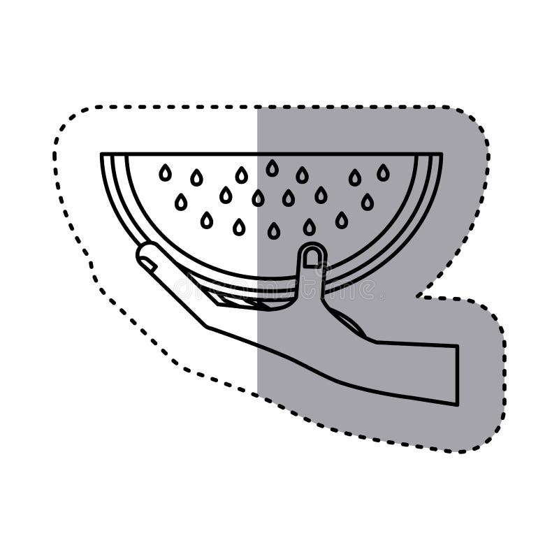 Sticker Contour of Hand Holding Watermelon Fruit Stock Vector ...