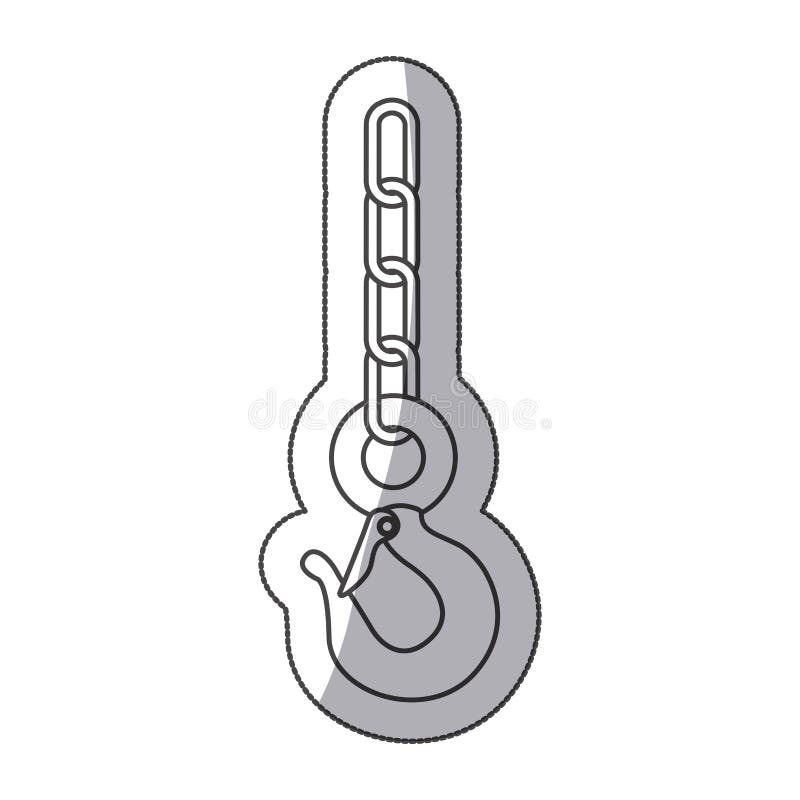 Sticker Contour Metallic Hook with Chain Stock Illustration ...