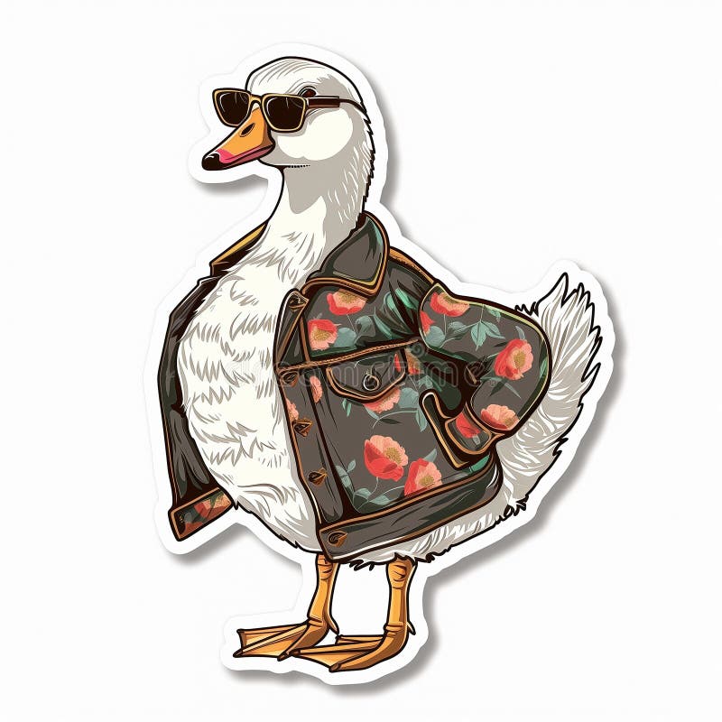 Sticker with a Cool Goose in Glasses Stock Image - Image of white, bird ...