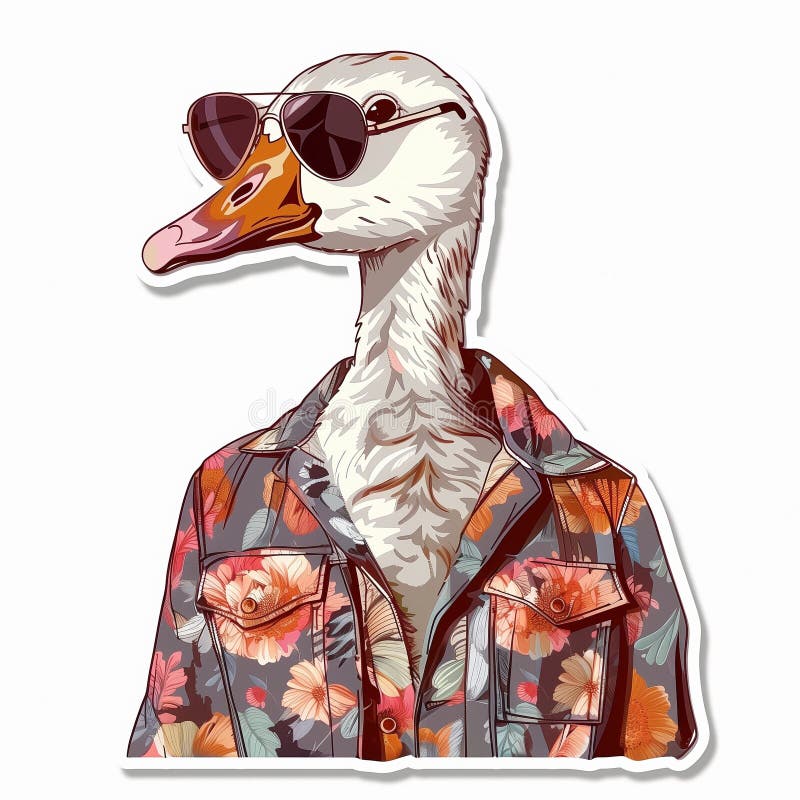 Sticker with a Cool Goose in Glasses Stock Image - Image of character ...