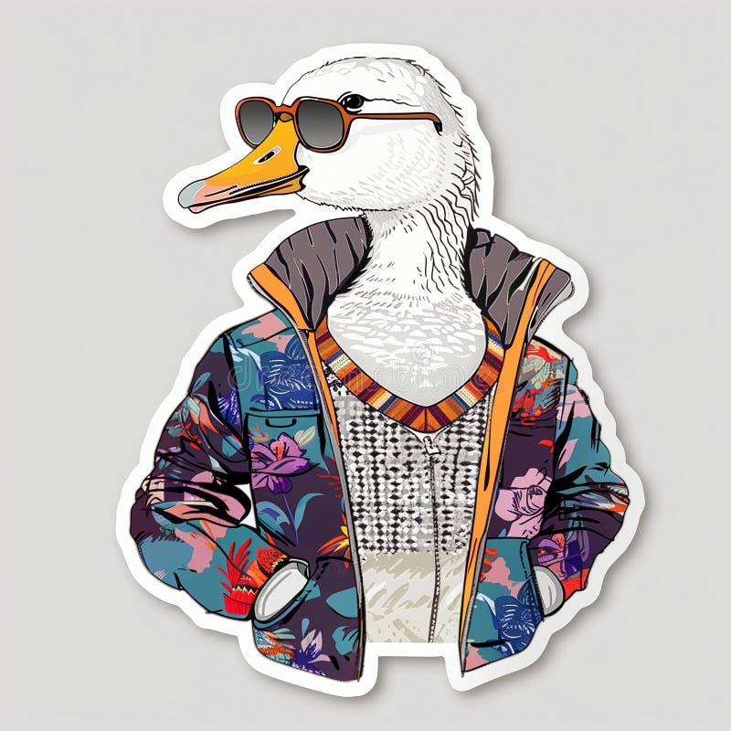 Sticker with a Cool Goose in Glasses Stock Image - Image of graphic ...