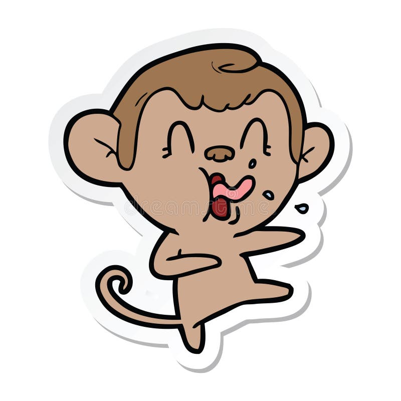 Sticker of a Crazy Cartoon Monkey Dancing Stock Vector - Illustration ...