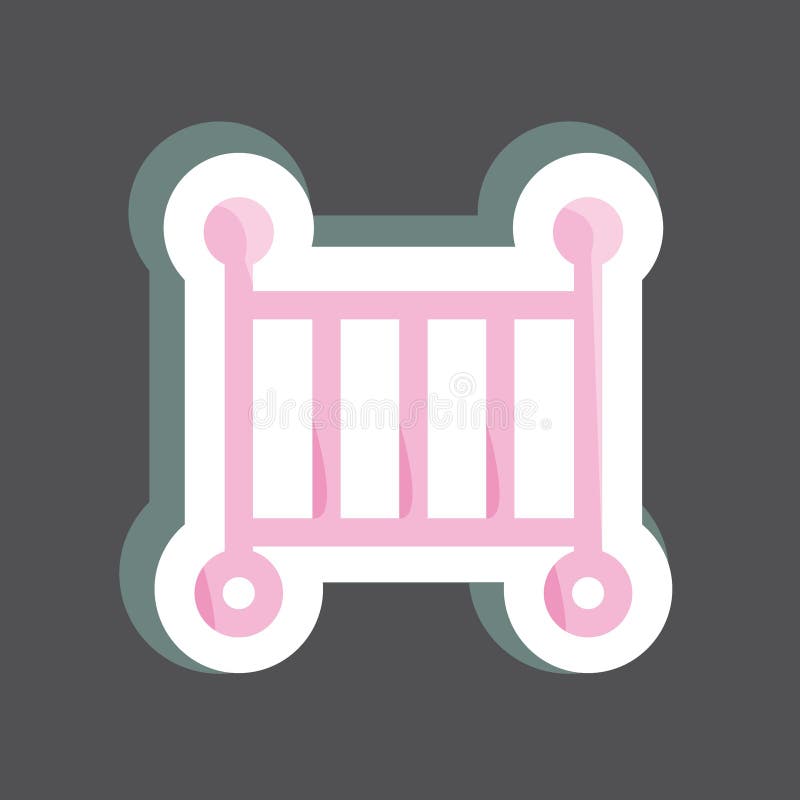 Sticker Crib. Suitable for Kids Symbol. Simple Design Editable. Design ...